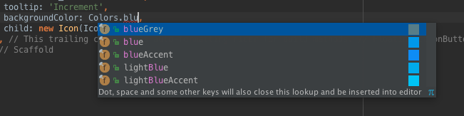 Would be nice to see icons in autocomplete · Issue #454 · flutter/flutter-intellij · GitHub