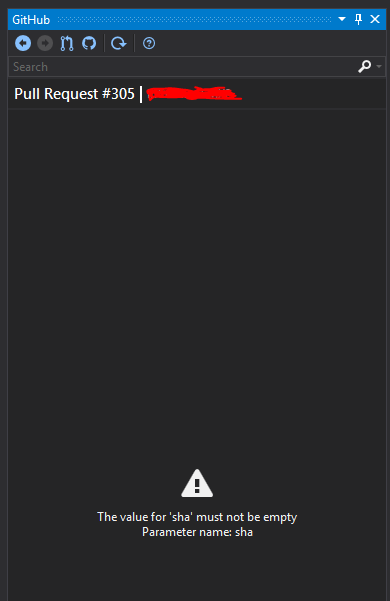 The value for 'sha' must not be empty · Issue #1821 · github/VisualStudio · GitHub