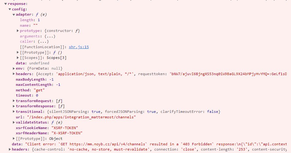 Mattermost does not load channels · Issue #7 · nextcloud/integration_mattermost · GitHub