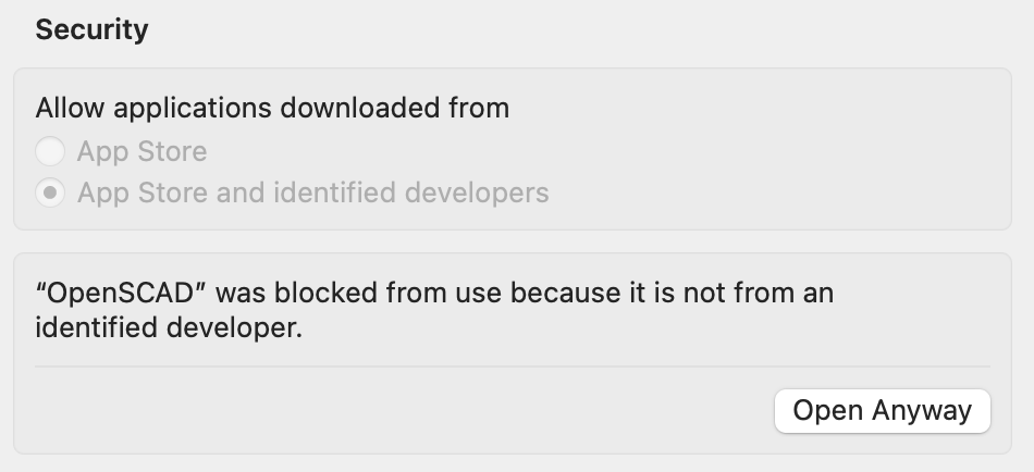 cannot be opened because the developer cannot be verified · Issue #4560 · openscad/openscad · GitHub