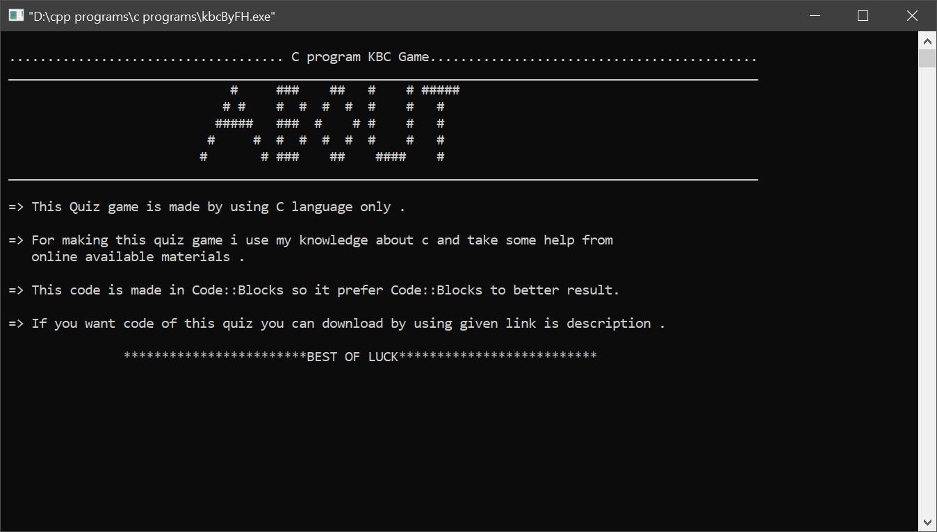 GitHub - riyaadwani3/Mini-kbc-quiz-project