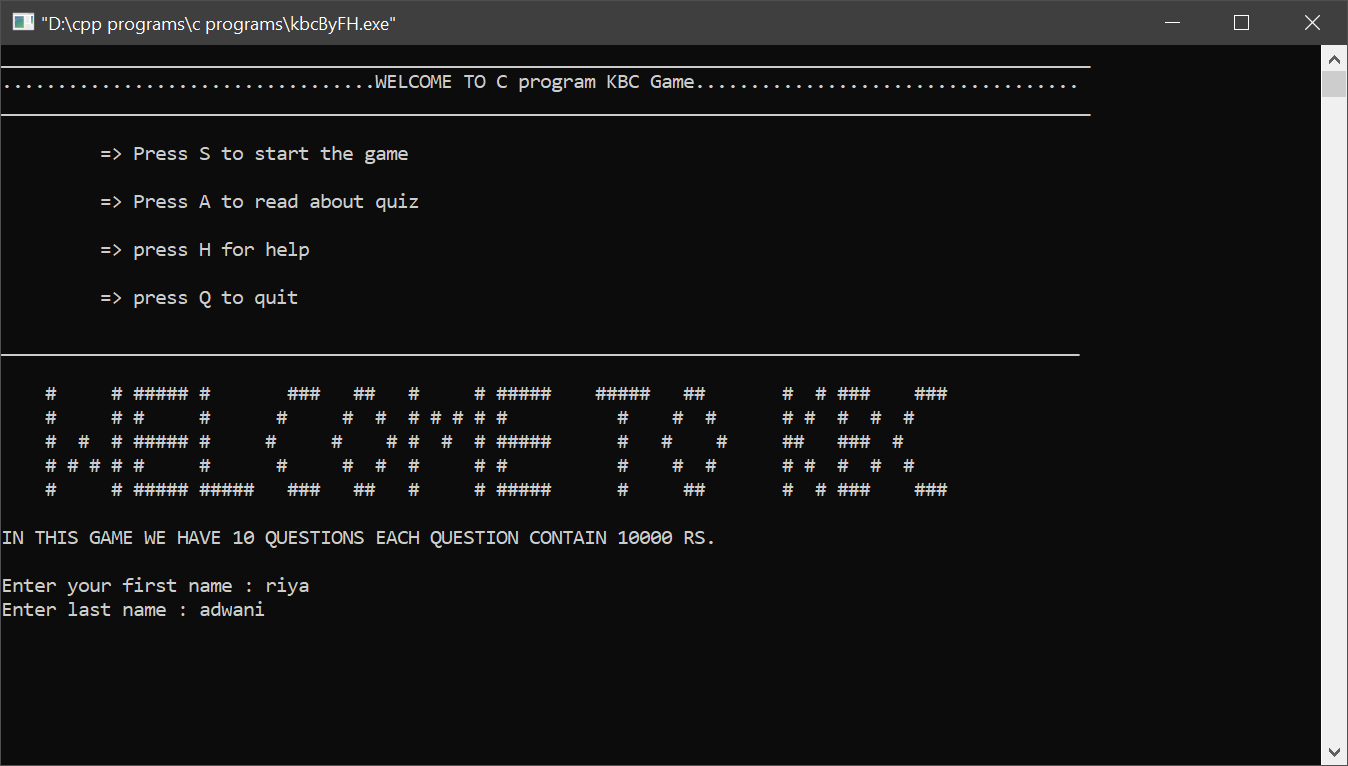 GitHub - riyaadwani3/Mini-kbc-quiz-project