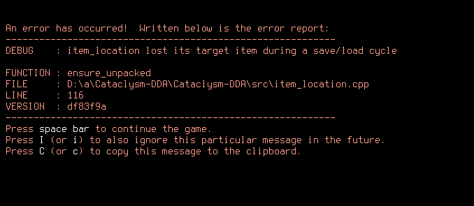 Autosaves made during item interactions show an error message when ...