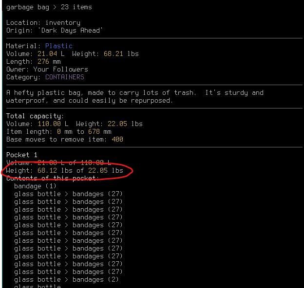 Soft items can ignore container weight limits · Issue #62792 · CleverRaven/Cataclysm-DDA · GitHub
