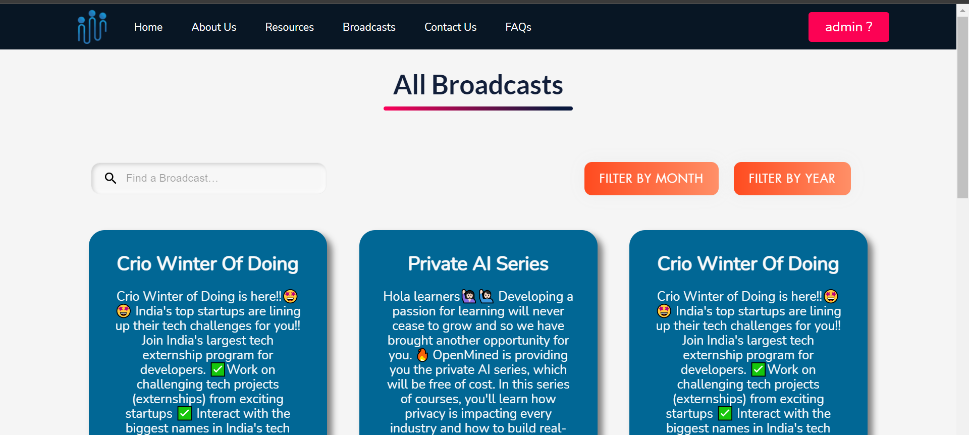 Enhancement In All Broadcasts Page · Issue 360 · Hitk Tech Community