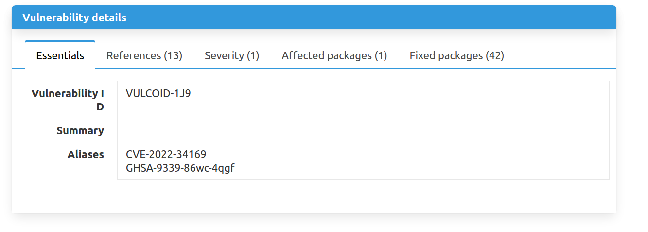 UI feedback · Issue #864 · aboutcode-org/vulnerablecode · GitHub