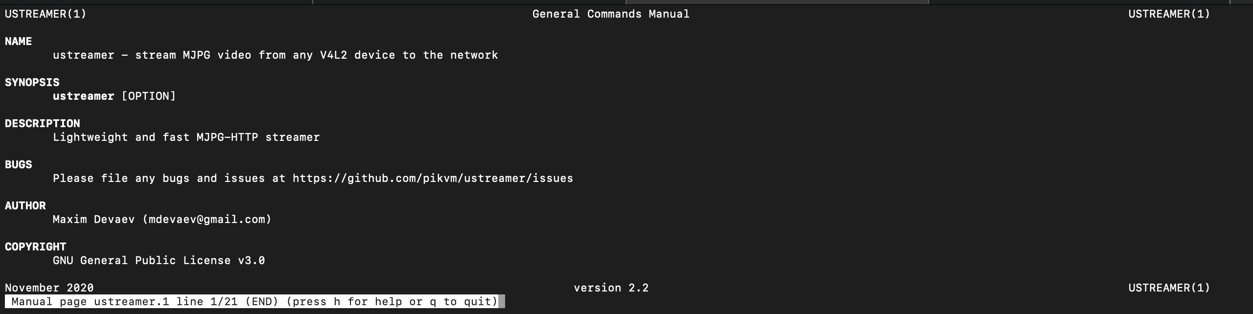 Create manpage · Issue #62 · pikvm/ustreamer · GitHub