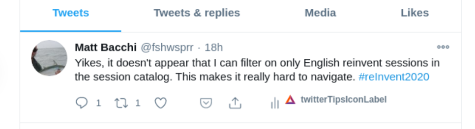 twitterTipsIconLabel displayed next to BAT icon in tweets in Twitter UI ...