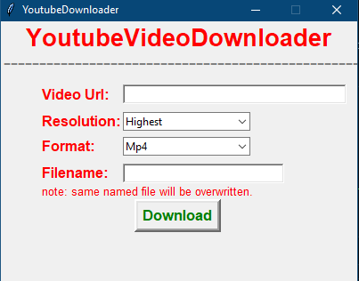 GitHub - Bibhusan7/YoutubeDownloader: Downloads youtube videos directly ...