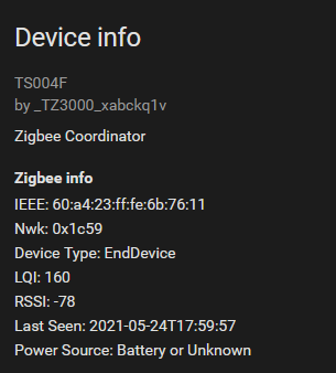 [Device Support Request] Tuya zigbee remote TS004F · Issue #897 · zigpy/zha-device-handlers · GitHub