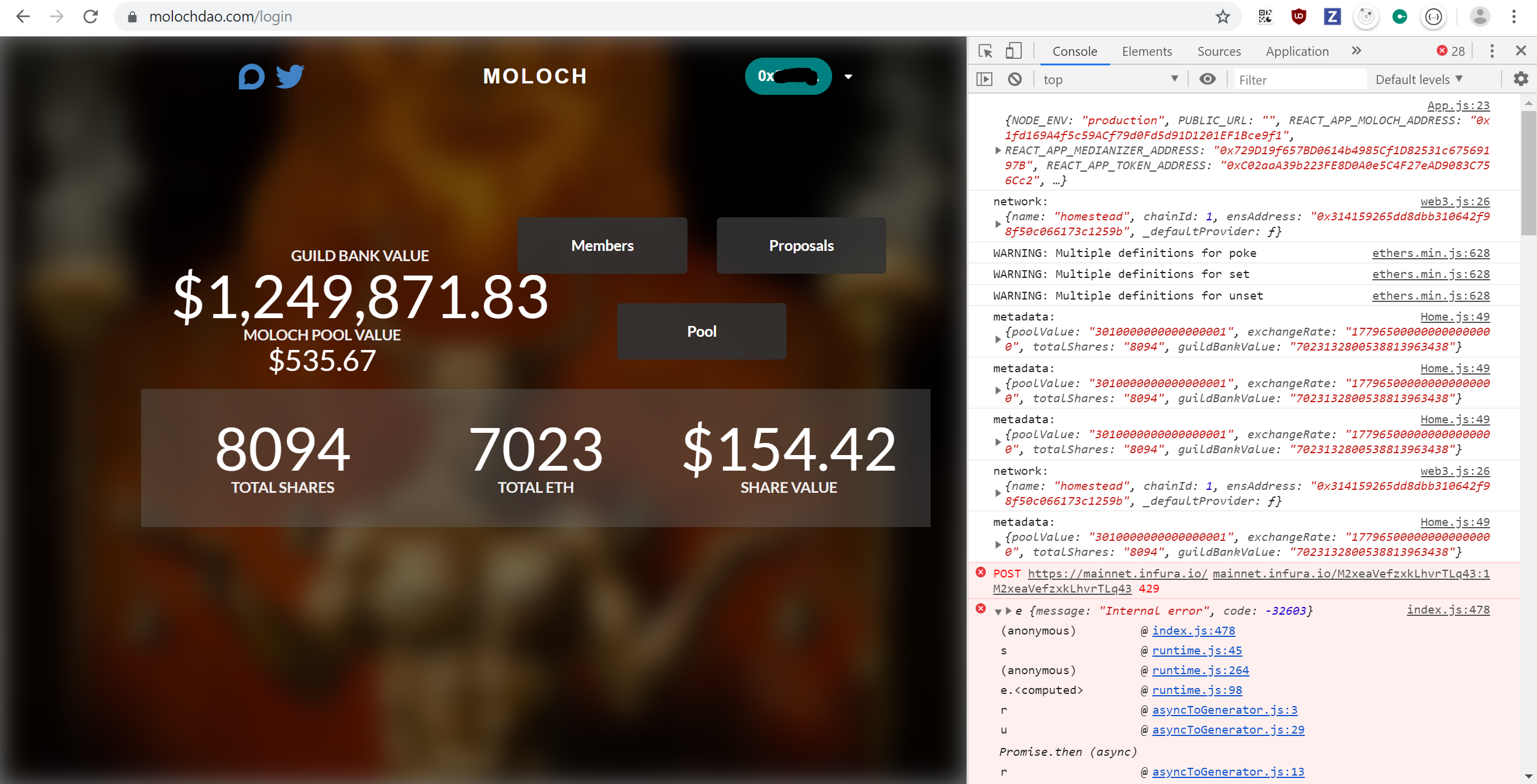 429 Error after calling Infura endpoint · Issue #100 · MolochVentures/moloch-monorepo · GitHub
