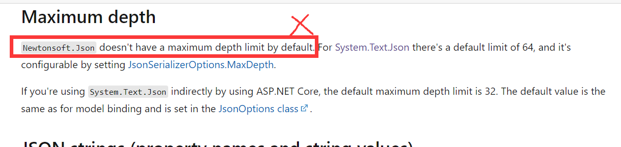 Newtonsoft.Json has already supported `MaxDepth` · Issue #25647 · dotnet/docs · GitHub