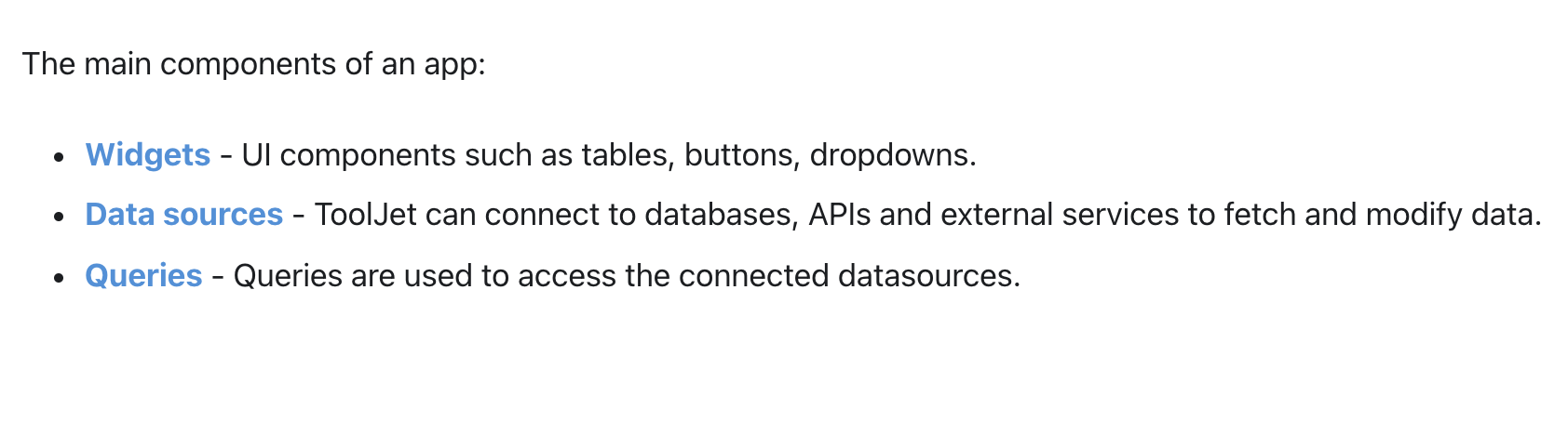 docs: Update components' links on `Creating new app` · Issue #947 · ToolJet/ToolJet · GitHub