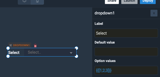 Add a default value to the Dropdown widget properties · Issue #1093 · ToolJet/ToolJet · GitHub