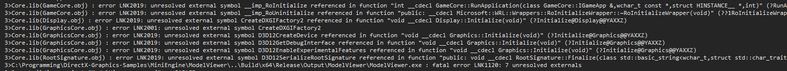 New Miniengine Version Does Not Build · Issue 695 · Microsoft Directx