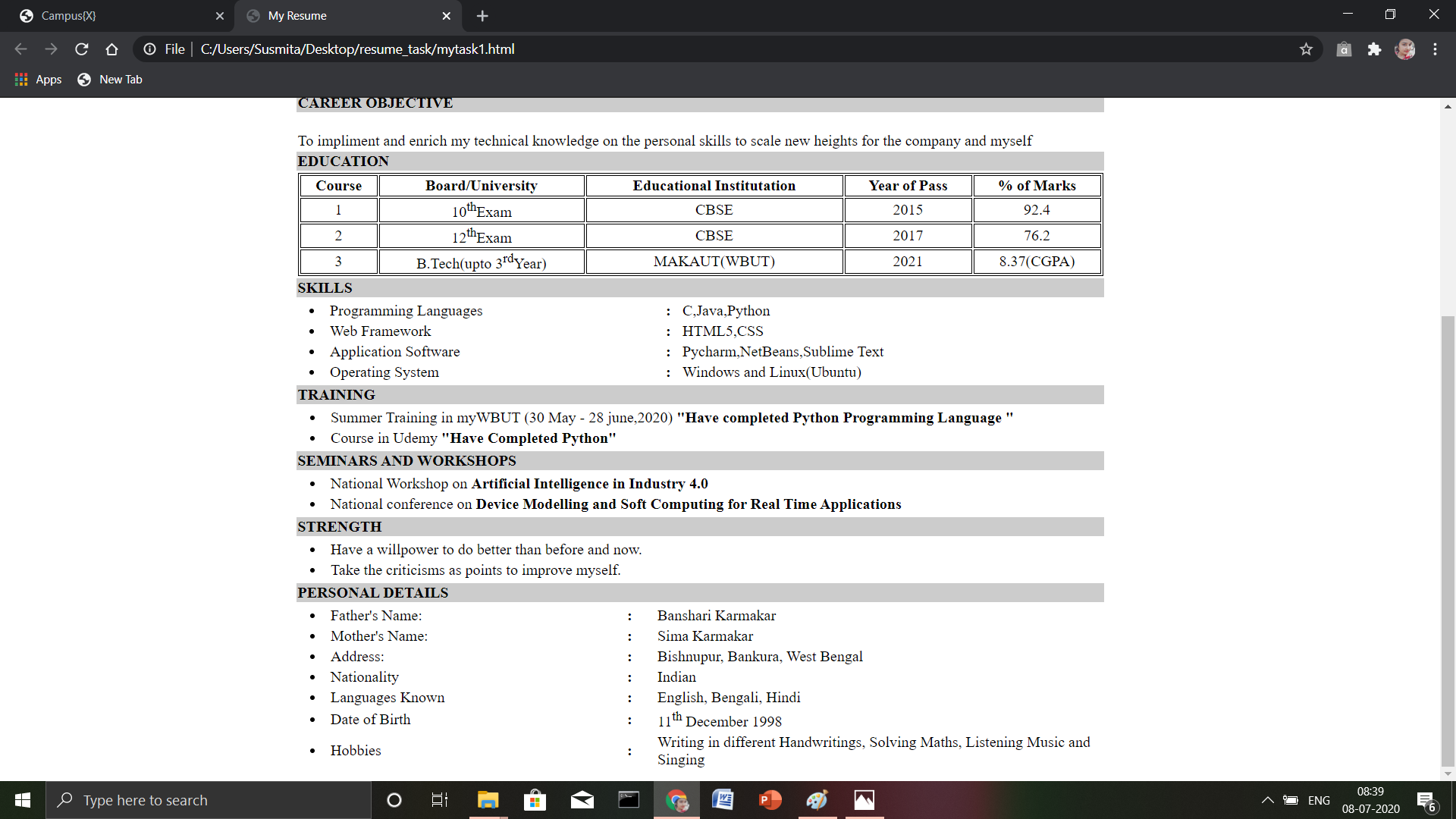 GitHub - Susmita-Karmakar/html-task1: Resume