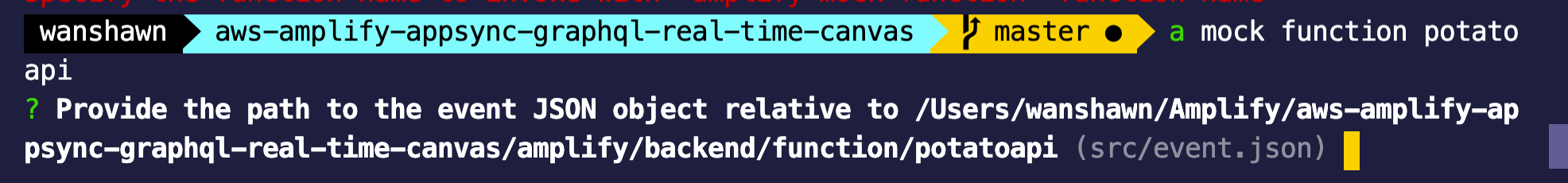 Amplify Mock Function Explain `eventjson` `function Parametersjson` `parametersjson 