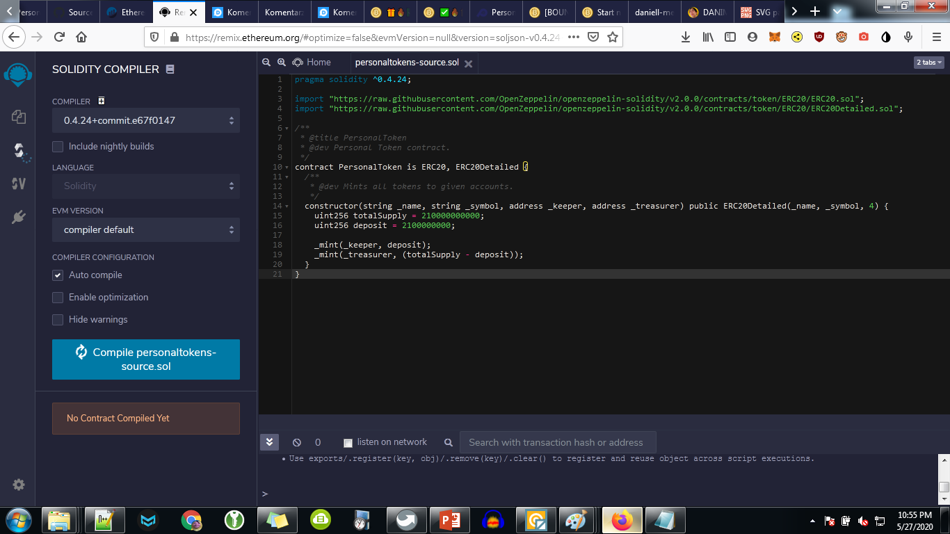 Can't compile my token to verify it in Etherscan · Issue #334 · ethereum/remix-project · GitHub