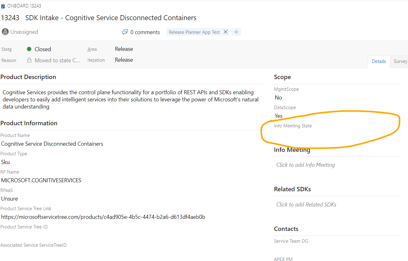 Update ADO work item Info Meeting Field when Info Meeting is scheduled ...