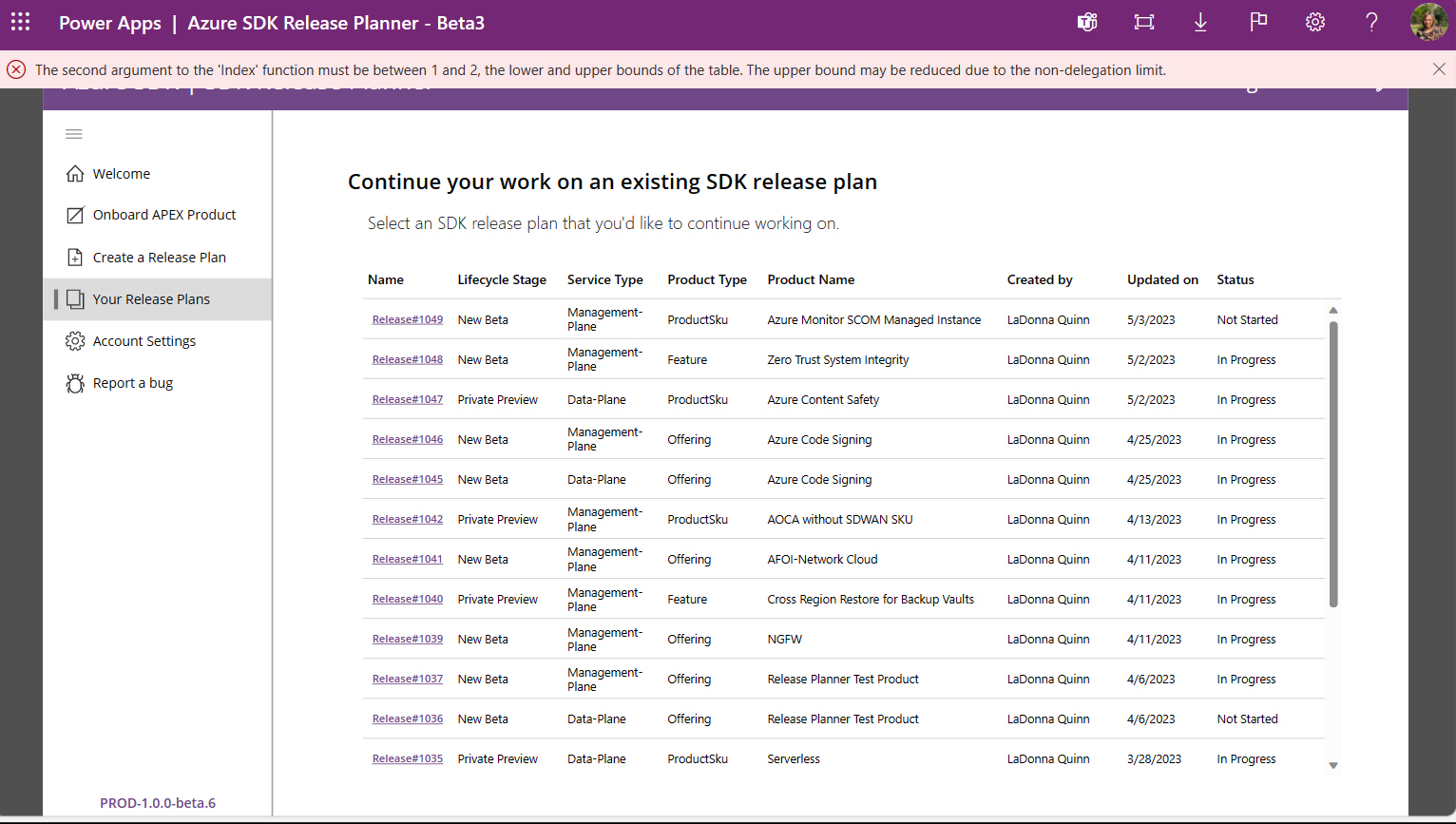 Error Trying To Create Data Plane Release Plan For Public Preview · Issue 6090 · Azureazure