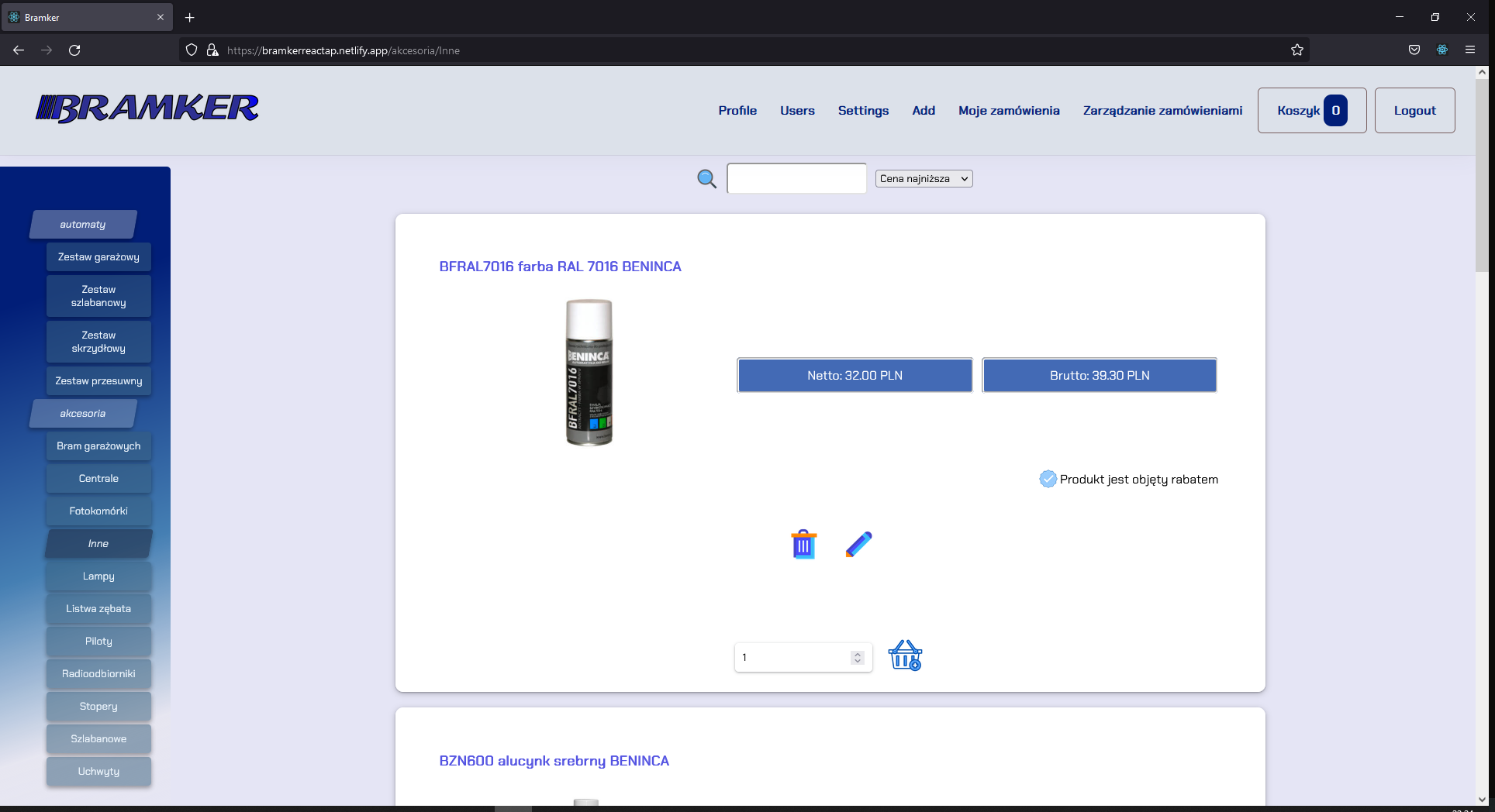 GitHub - Kinga-Jaworska/BramkerReactApp: Web shop/priceList application for user/admin