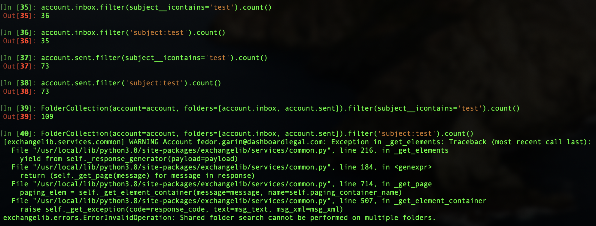 ErrorInvalidOperation: Shared folder search cannot be performed on multiple folders. · Issue ...