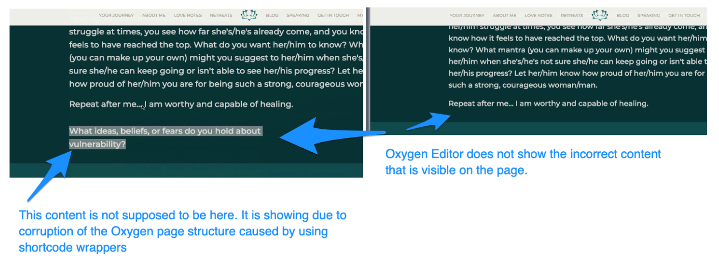 [2.2] Serious issue with Shortcode Wrappers corrupts page content and breaks Oxygen editor ...
