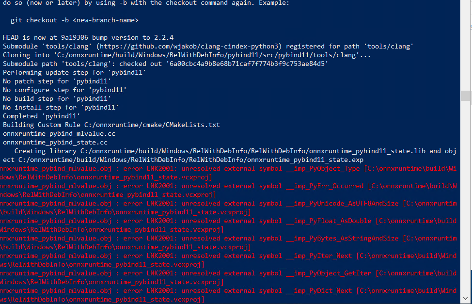 Build on master failed on PyBind11 · Issue #1464 · microsoft/onnxruntime · GitHub