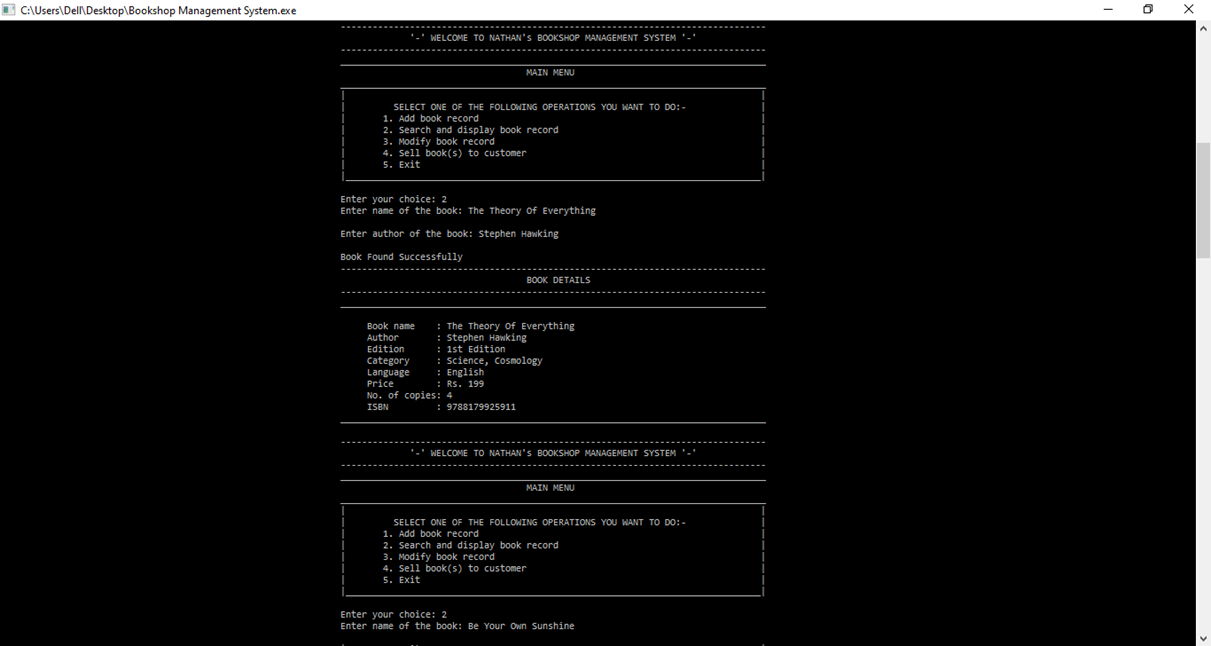 GitHub - NathanLuisAlvares/Bookshop-Management-System: Bookshop Management System in C++