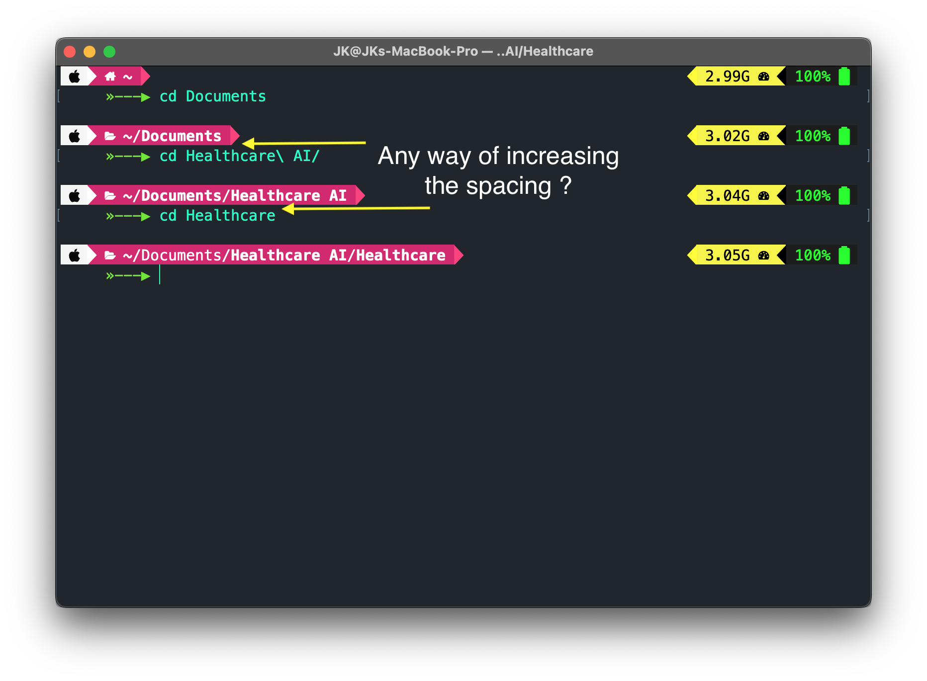 Any Way To Increase Space Between The Two Lines In Two Line Prompt