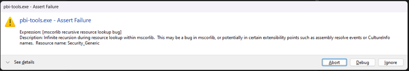 Replacing Model With A Connection Get Un Handleable Exception Pbi 7116