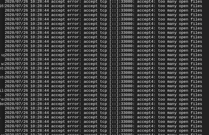 Leak Accept Error Accept Tcp 33080 Accept4 Too Many Open Files · Issue 385 · Snail007 