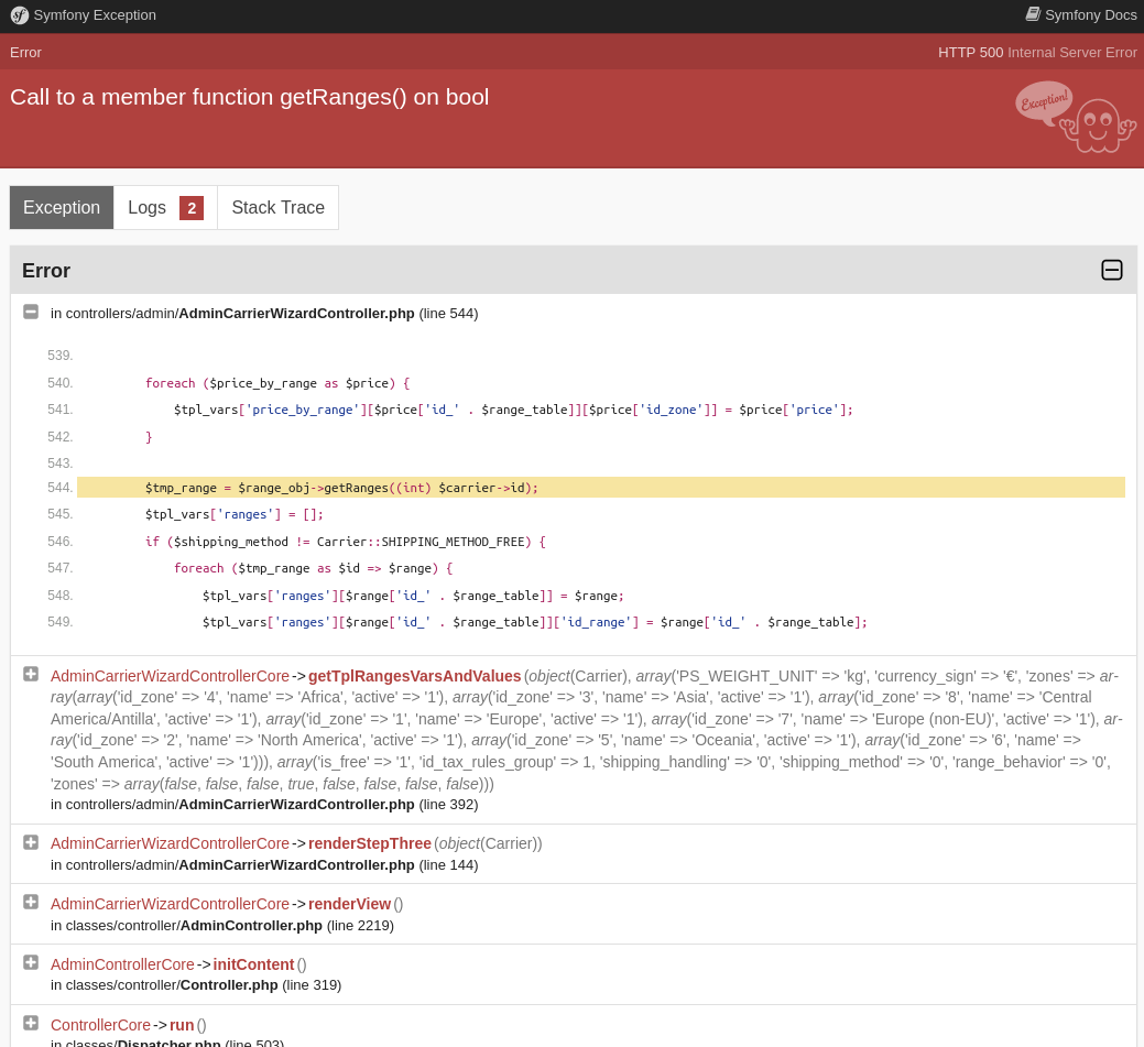 Modifying A Default Carrier Click And Collect Throws An Error · Issue 29233 · Prestashop