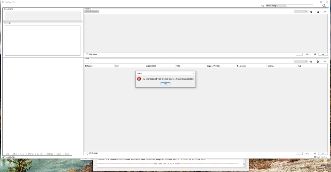 Error while creating SpectrumMatch in database (FP-PDV) · Issue #709 · Nesvilab/FragPipe · GitHub