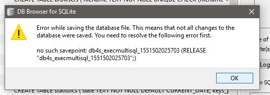 Trying To Save After Successful Import Fails · Issue 1777 · Sqlitebrowsersqlitebrowser · Github