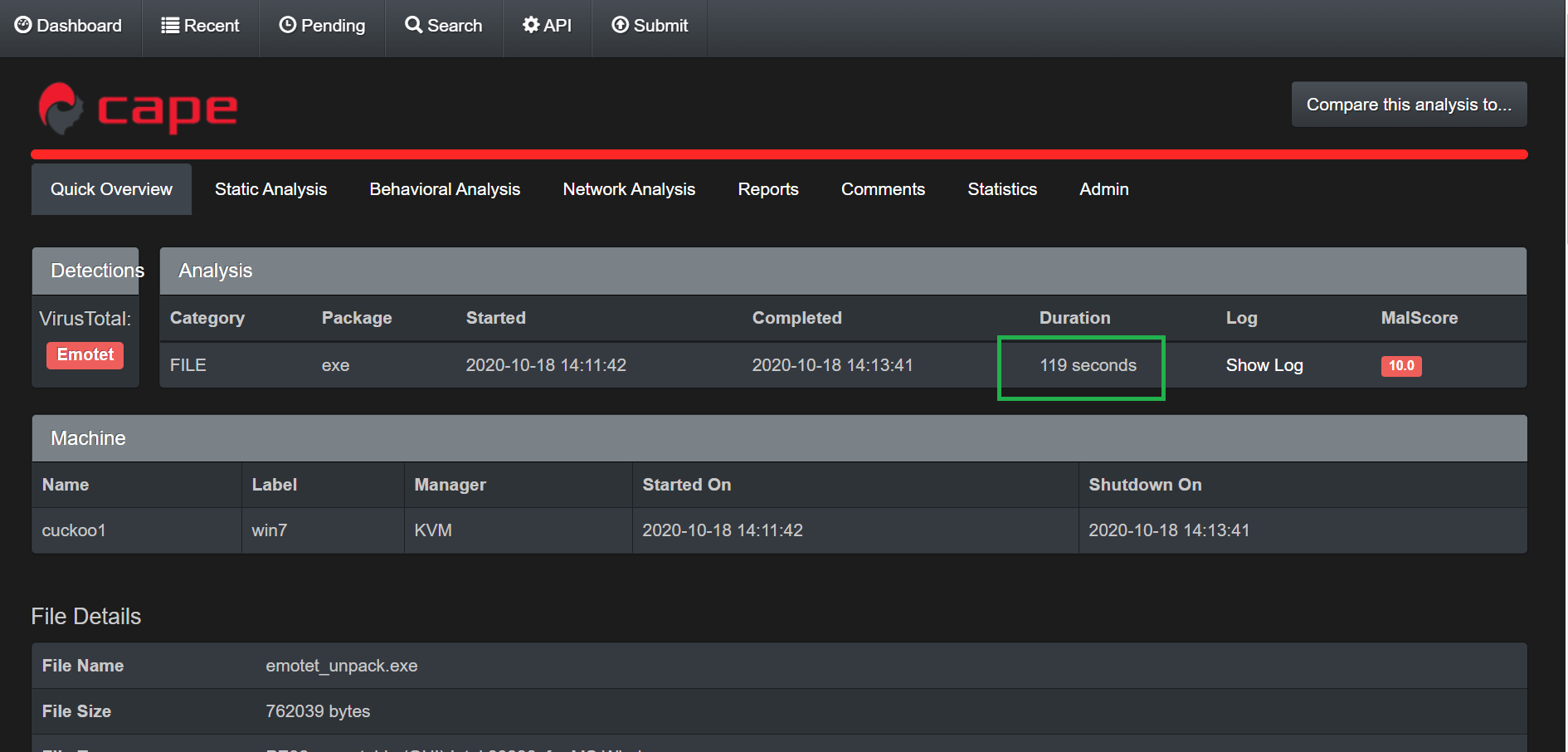 Analysis times fail · Issue #325 · kevoreilly/CAPEv2 · GitHub