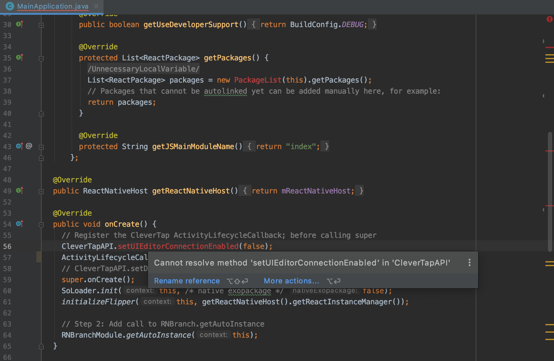 error: cannot find symbol CleverTapAPI.setUIEditorConnectionEnabled(false) · Issue #161 ...