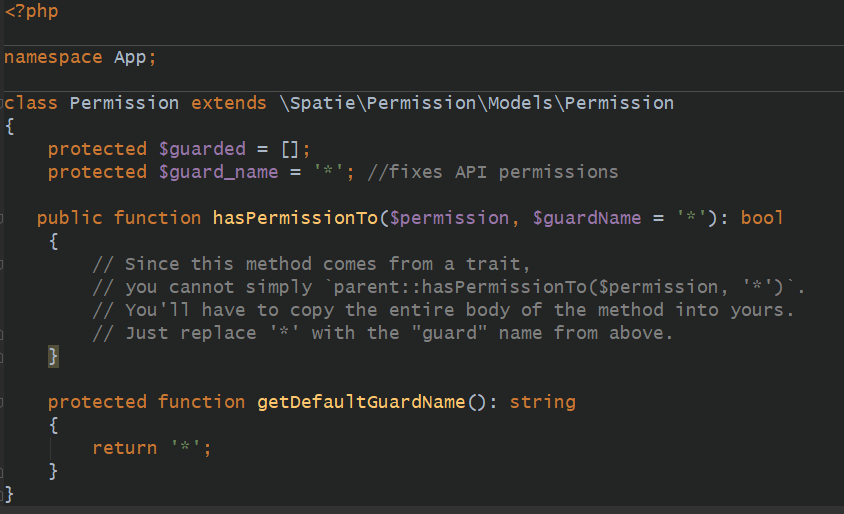 'api' guard requests not working when roles created with 'web' guard · Issue #1320 · spatie ...
