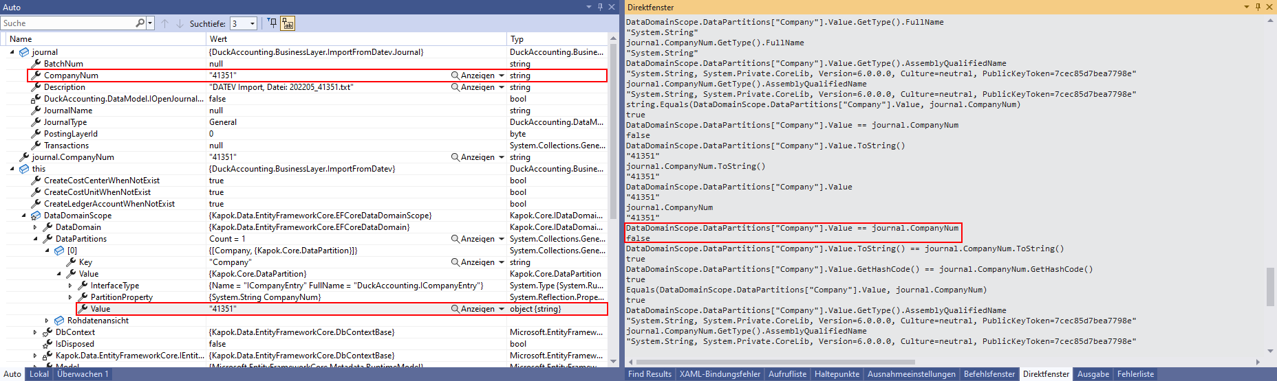 Equal string operation fails with `object?`, but works otherwise ...
