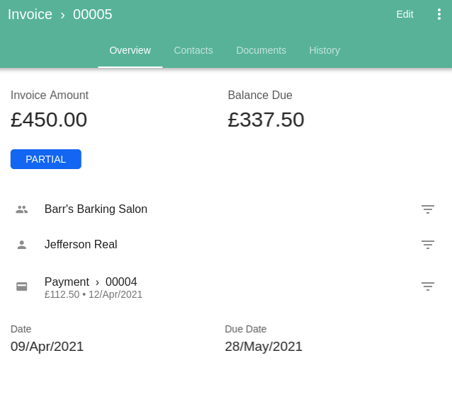 Bug Invoice Status Of Partial Shows As Status Overdue In Client 