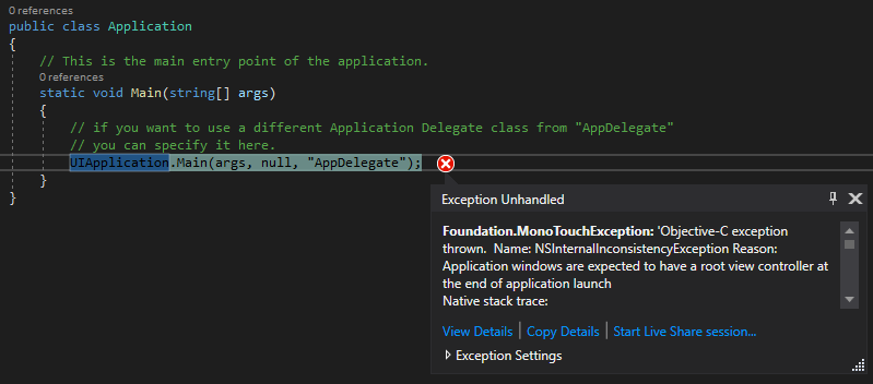 [iOS] Crash on startup of default template · Issue #30 · dotnet/MobileBlazorBindings · GitHub
