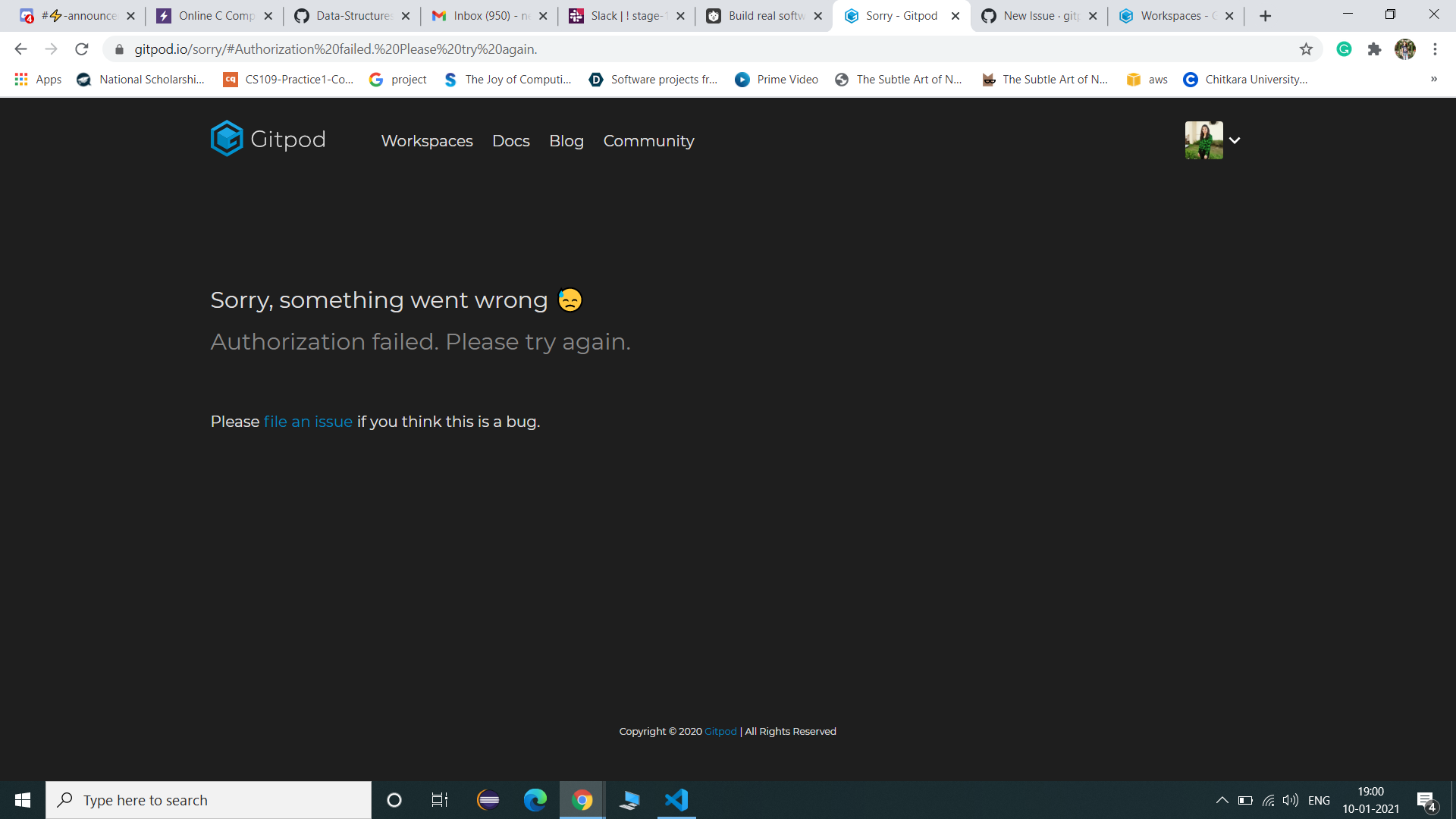 Got an error while authorizing · Issue #2769 · gitpod-io/gitpod · GitHub