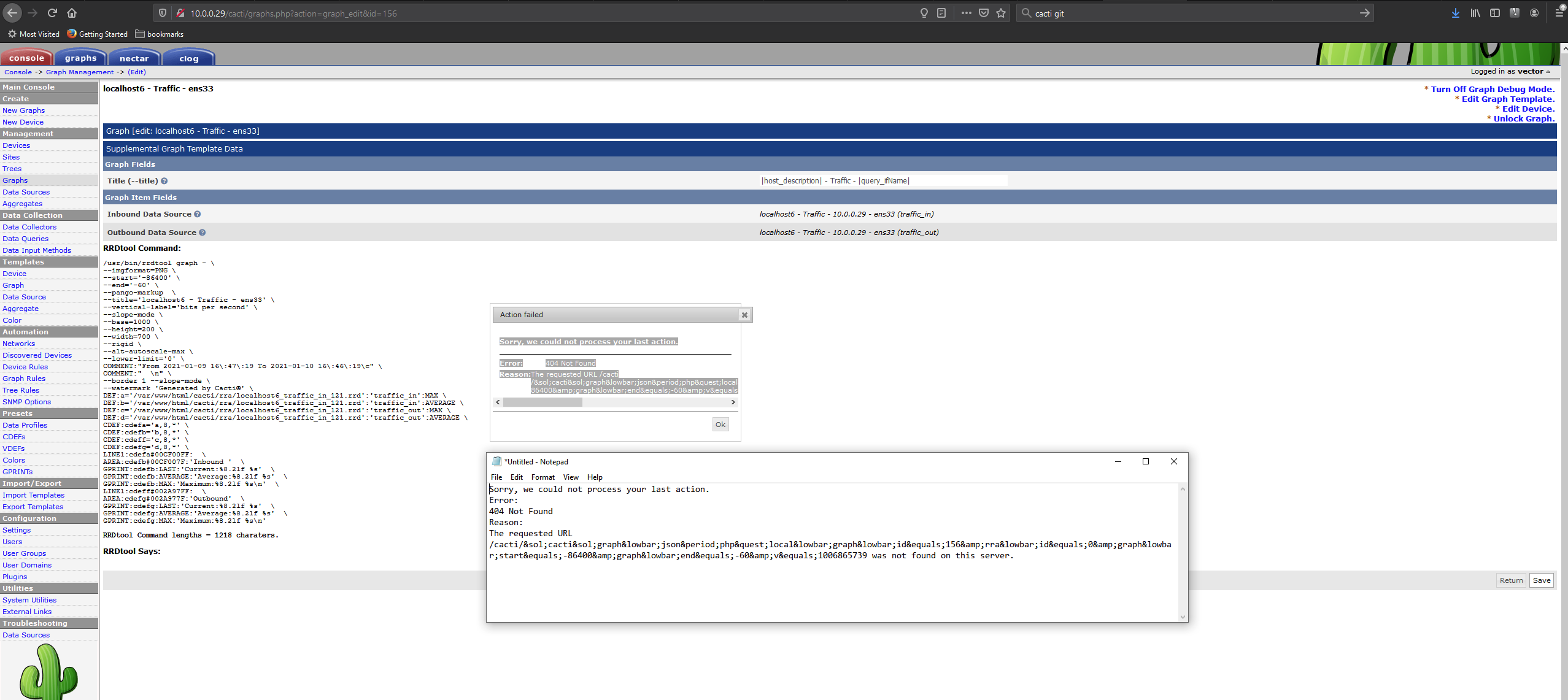 Editing a graph created from Aggregate Graph can fail · Issue #3936 · Cacti/cacti · GitHub