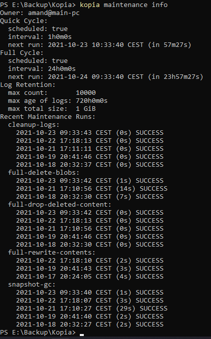 Maintenance not running correctly automatically · Issue #1439 · kopia/kopia · GitHub