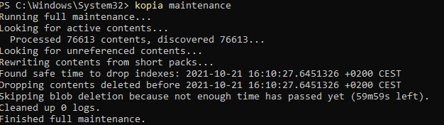 Maintenance not running correctly automatically · Issue #1439 · kopia/kopia · GitHub