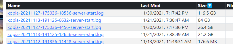 KopiaUI: CLI logs using 250+ GBs?! · Issue #1561 · kopia/kopia · GitHub