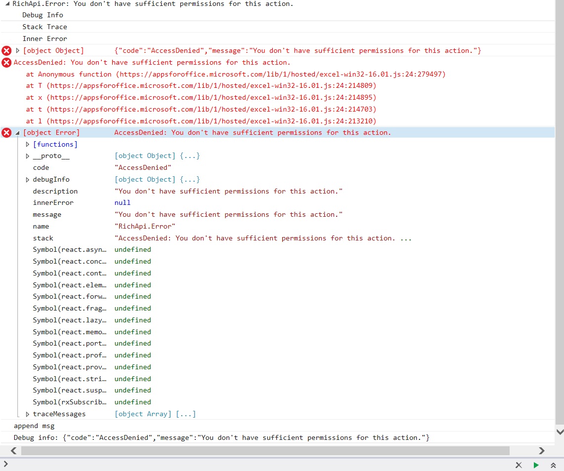 Resuming Work On Funcioning Excel Add In Now Throws Accessdenied Error · Issue 664 · Officedev