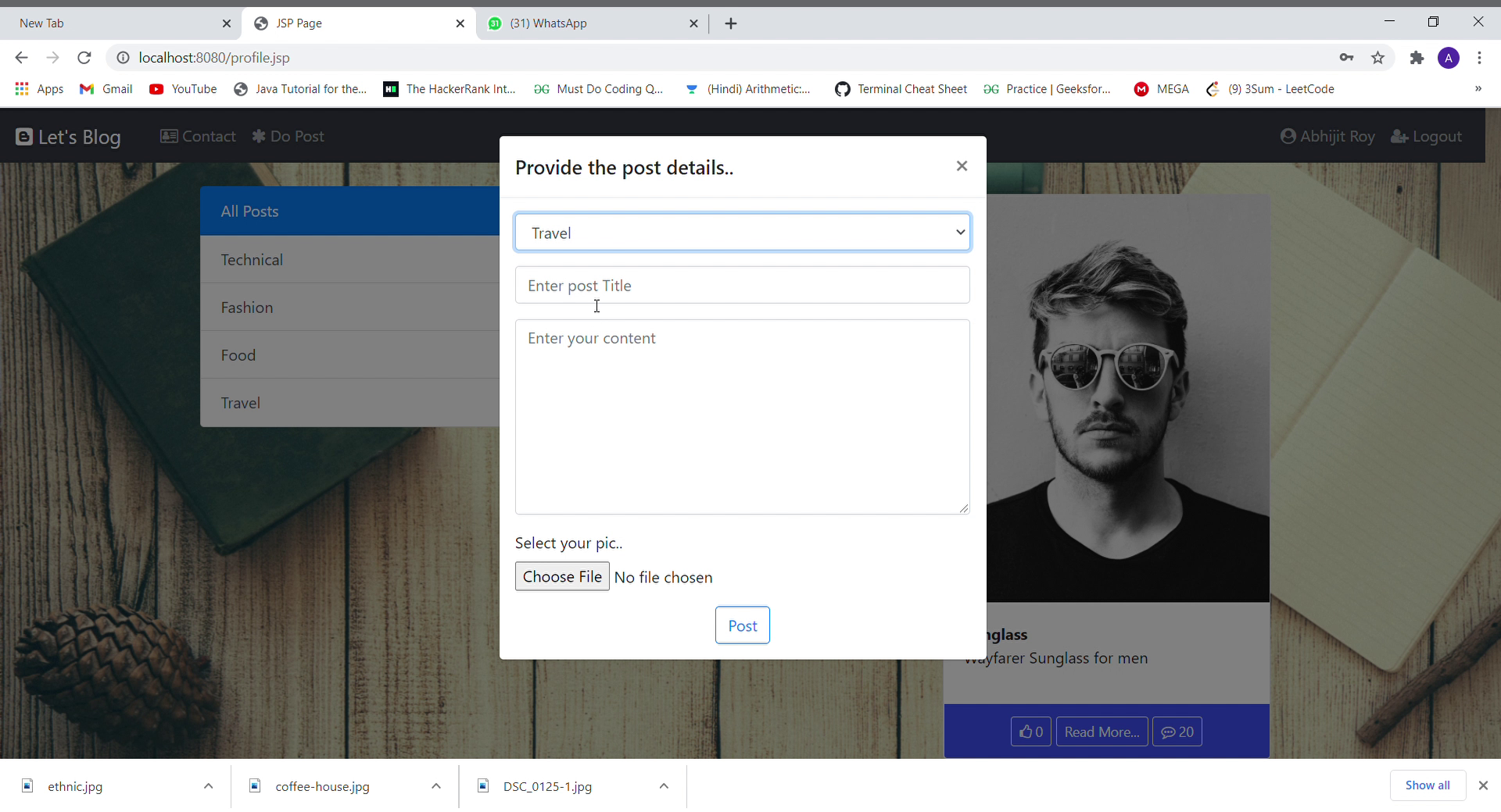 GitHub - Abhiroy17/BlogPostWebApp: This is a multi-category blog post app built using JSP ...