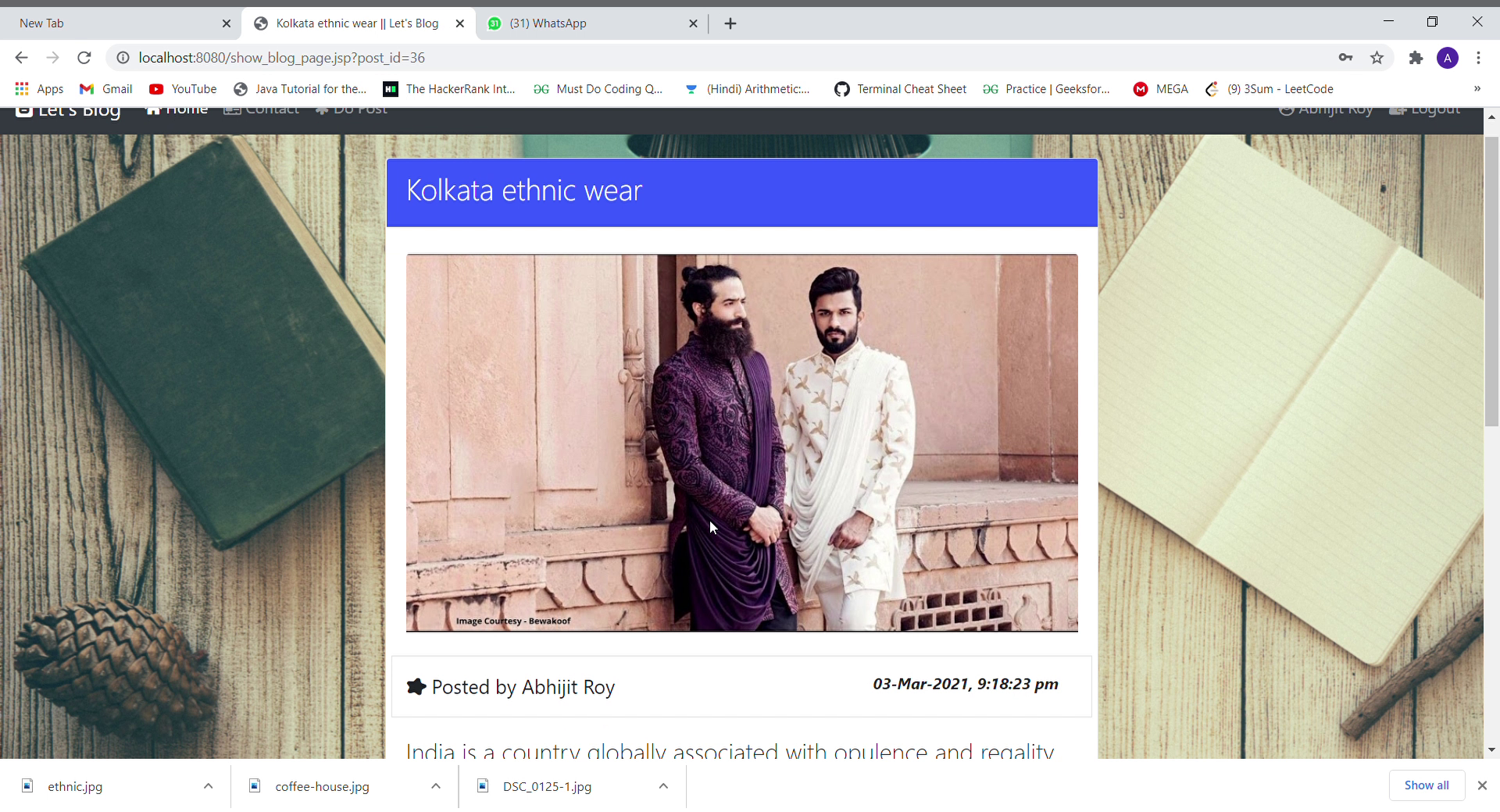 GitHub - Abhiroy17/BlogPostWebApp: This is a multi-category blog post app built using JSP ...