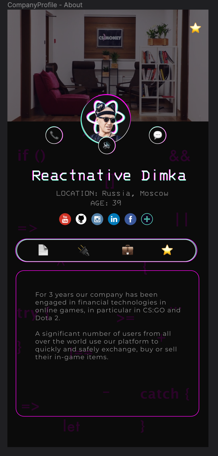 Скрин профиля · Issue #163 · react-native-village/react-native-init · GitHub
